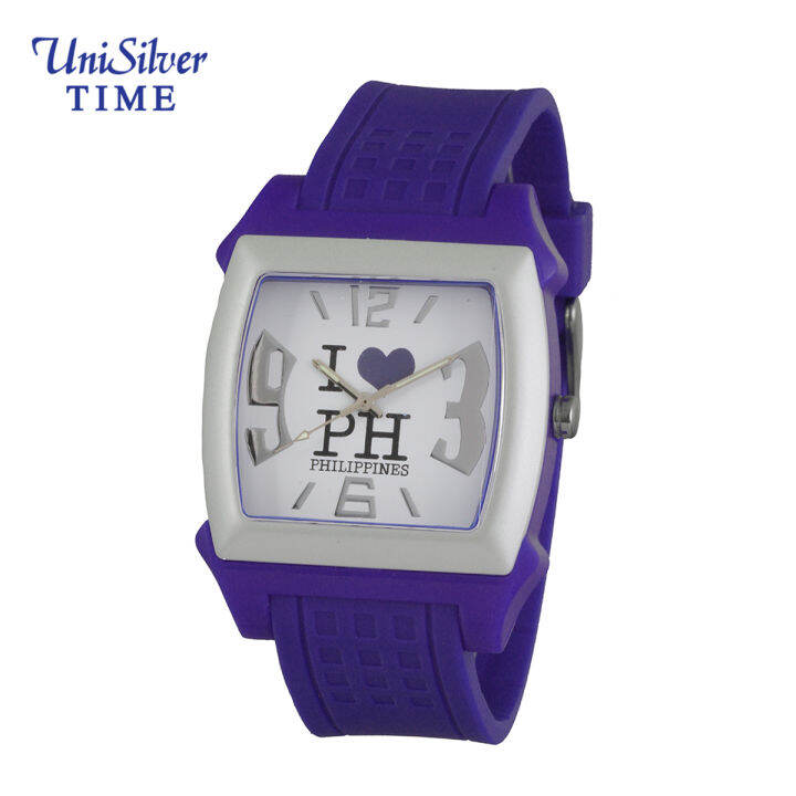 UniSilver TIME I Love PH Regular Size Unisex Blue Violet Analog Rubber ...