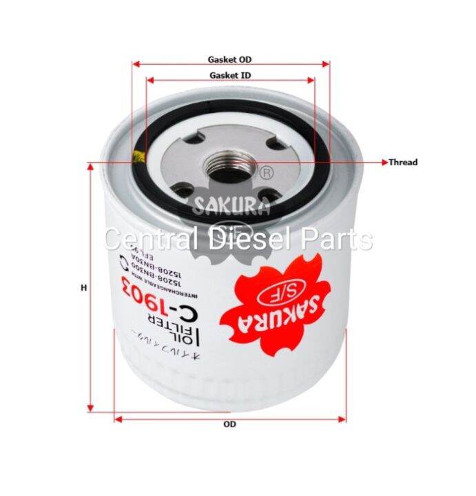 Oil Filter Oli Nissan Frontier Navara 15208-BN30A C-1903 C1903 Sakura ...