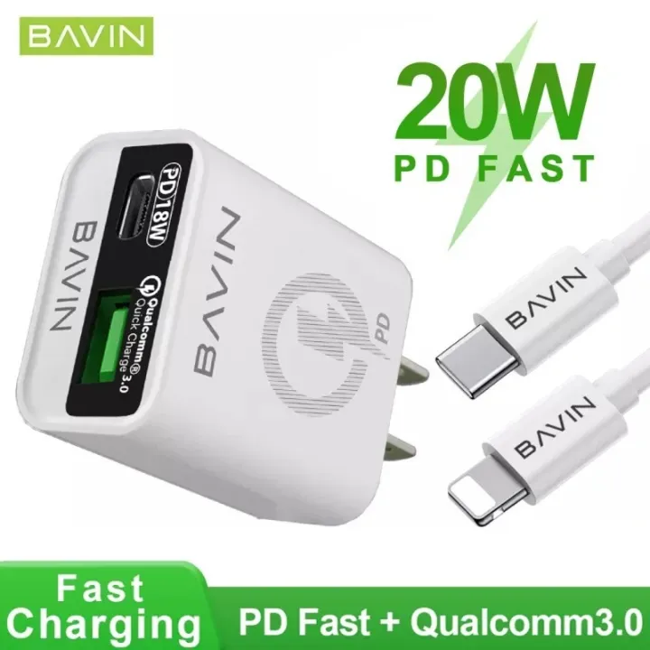 【LazM】 BAVIN PC335 Fast Charger 20W PD Qualcomm QC 3.0 USB Port Charger ...