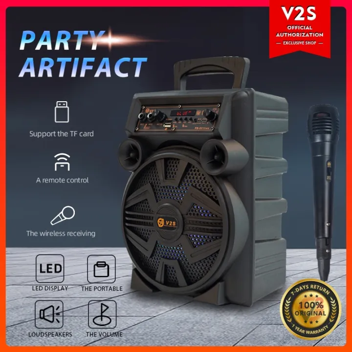 portable speaker V2S PB-801TWS Wireless Bluetooth Karaoke Speaker ...