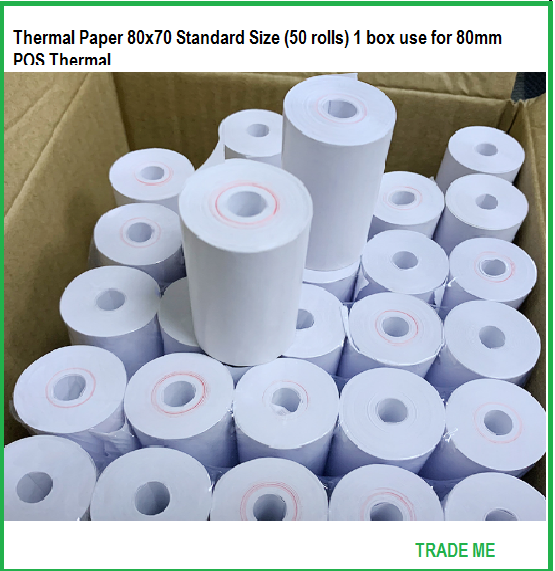 Thermal Paper 80x70 Standard Size (50 rolls) 1 box use for 80mm POS ...