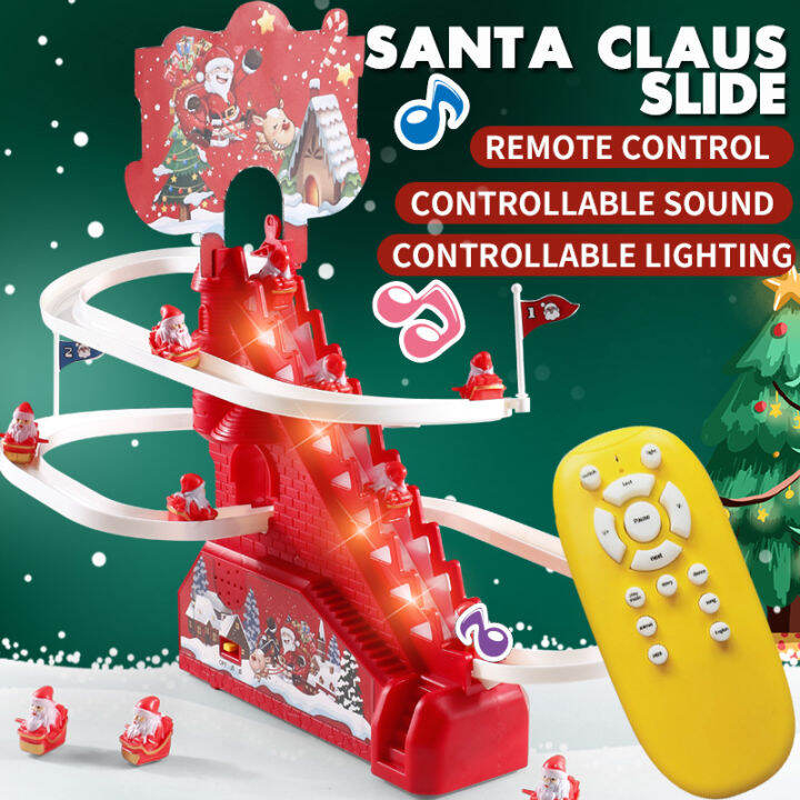 Electric Santa Claus Climbing Stairs Remote Control Track Slide Early ...