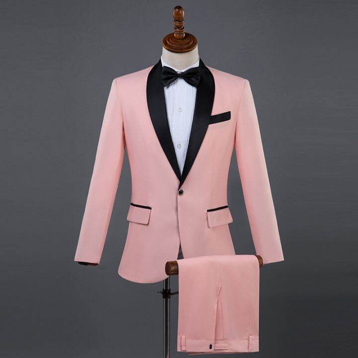Pink men's performance clothing new personality trend fashion host ...
