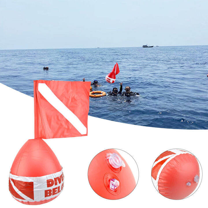 Sanwood®1 Set Buoy Ball Inflatable Heavy Duty PVC Diver Below Flag Buoy ...