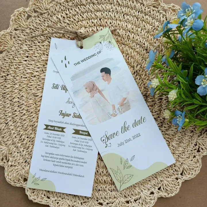 undangan Hang tag 2 lembar 2 pay tali rami pakai poto Bahan Glossy ...
