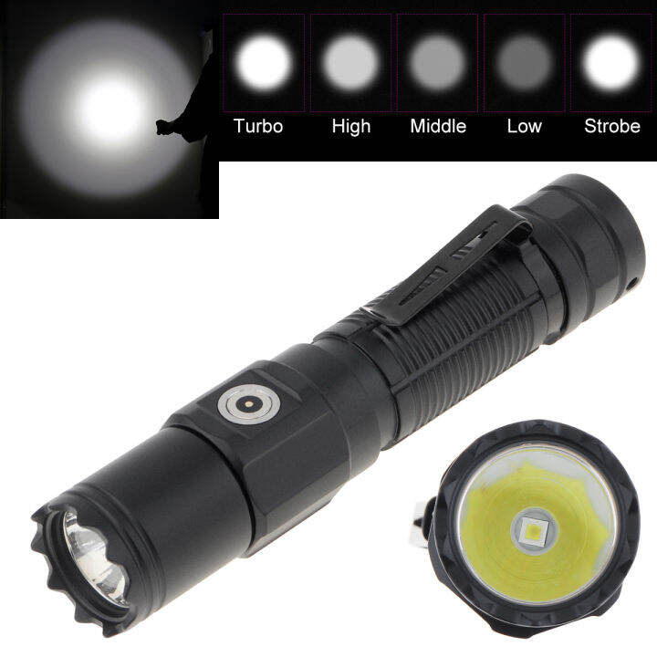 NT21 Ultra Bright XPL-V3 U4 LED 5 Switch Modes Professional Flashlight ...