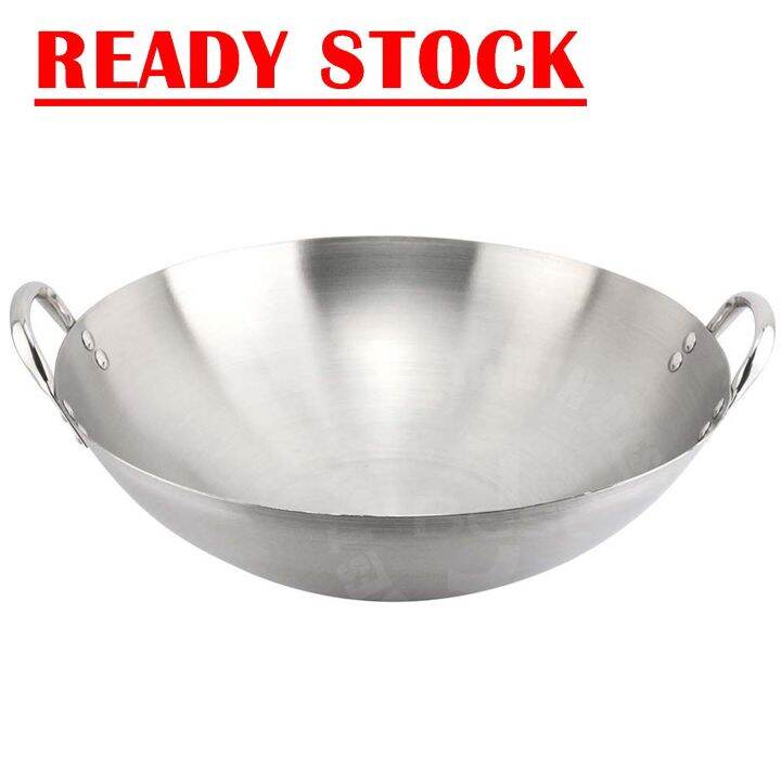 Kuali wok quality besar tahan lasak Stainless Steel 47.0cm Double ...