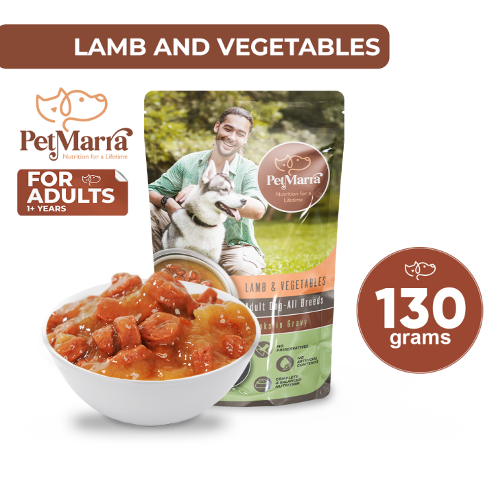 PetMarra Adult Dog Wet Food Pouch Chunks in Gravy Lamb & Vegetables ...