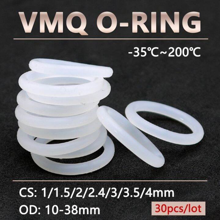 30pcs White Silicone O Ring CS 1 1.5 2 2.4 3 3.5 4mm OD 10 38mm Food ...