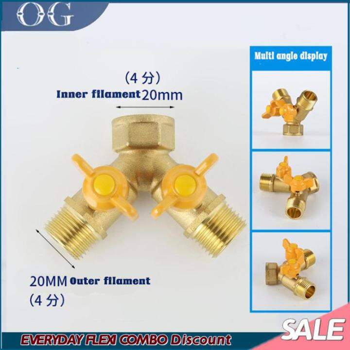 【OG】Brass Garden Irrigation 2 Way Double Tap Hose Adapter Dual Faucet ...