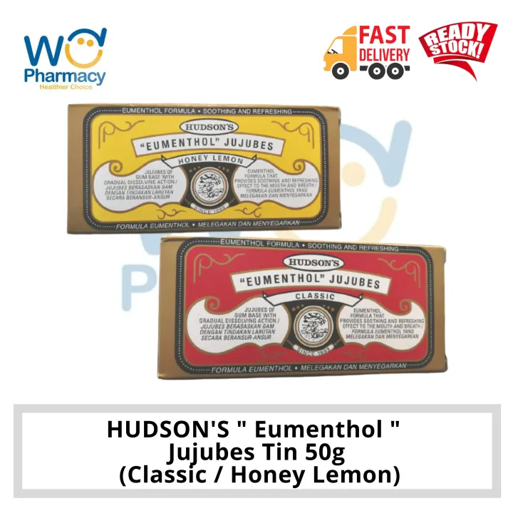 HUDSON'S " Eumenthol " Jujubes Tin 50g (Classic / Honey Lemon) | Lazada