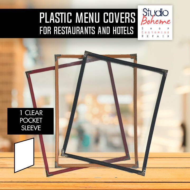 1 sleeve 2 pages Transparent clear plastic menu covers restaurant and ...