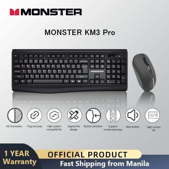 ชุดคีย์บอร์ดและเมาส์ Monster Km1/Km3 Pro ชุดคอมโบไร้สาย/มีสาย Usb สำหรับเล่นเกม แล็ปท็อปและ ...