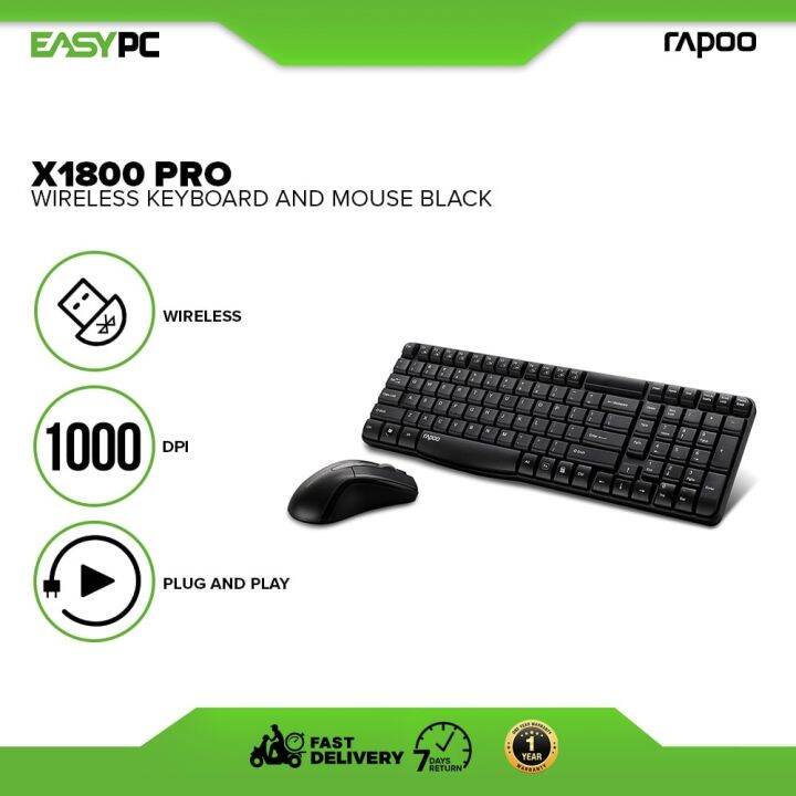 Rapoo X1800 Pro Wireless Keyboard And Mouse Black Brand New Wireless