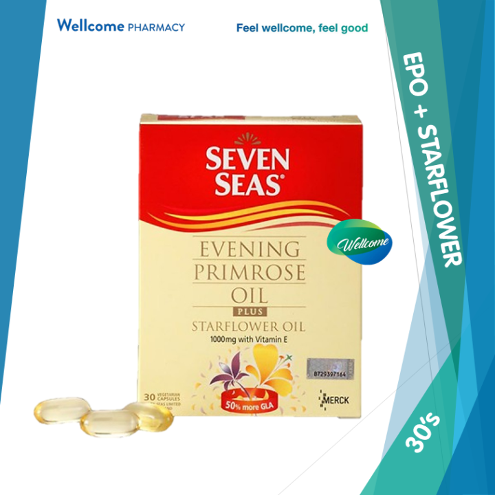 Seven Seas Evening Primrose Oil + Starflower Oil 1000mg with Vitamin E ...