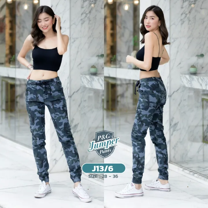 [Jogger pants] กางเกงยีนส์ขาจั้มผ้ายืด (เป้าซิป) J13/6 ยีนส์ Jogger สีพรางฟ้า แนวเท่ๆ มีสไตล์ ...