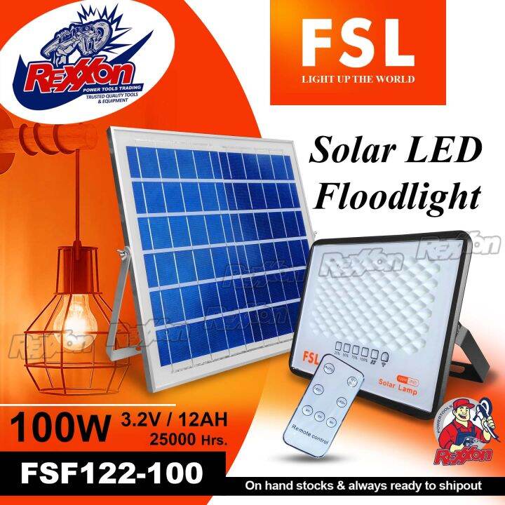 FSL 100W Solar LED Flood Light with Solar Panel FSF122-100 Rexxon Power ...