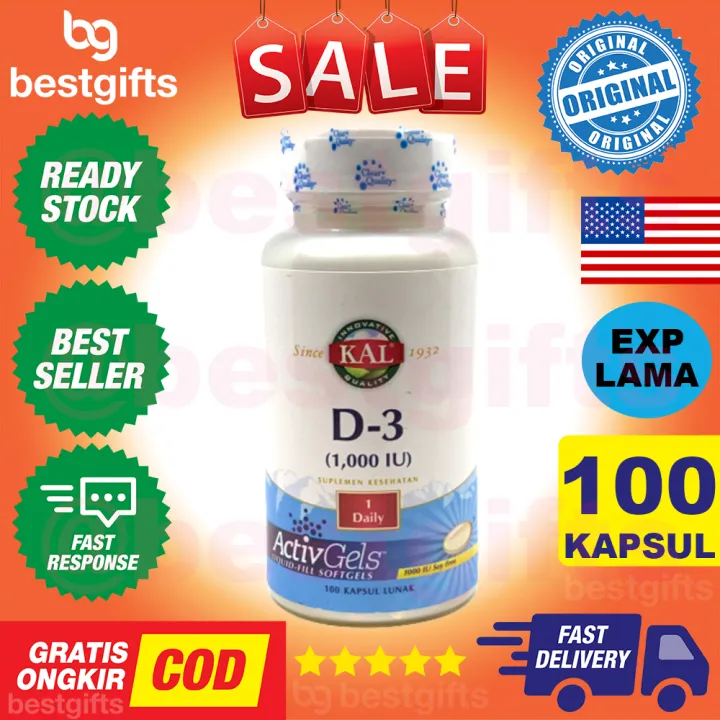 KAL VITAMIN D3 1000 IU VIT D 1000IU ANTIOKSIDAN IMUNITAS TUBUH ...