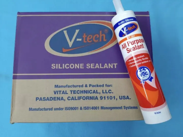 ซิลิโคน สีขาวอย่างดี V-TECH VT-201 จำนวน 1 กล่อง (24 หลอด)(GL140 ...