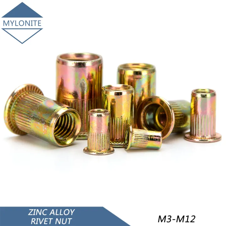 5Pcs-30Pcs Zinc Rivet Nuts M3 M4 M5 M6 M8 M10 M12แบนหัวน็อตขันสลักสกรู ...