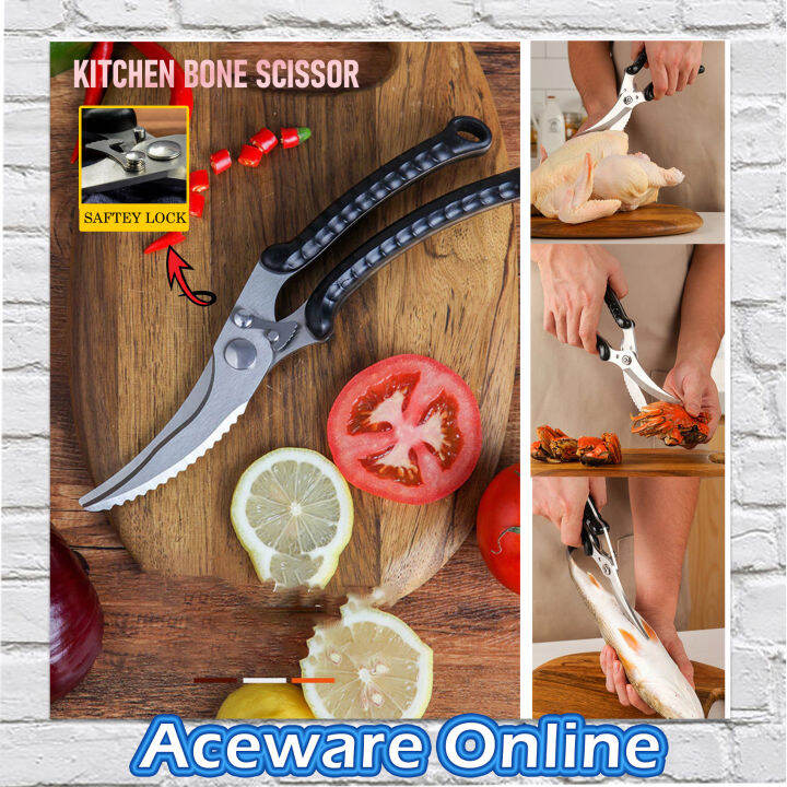 Stainless Steel Kitchen Scissor Bone Scissor Fish Crab Scissor Cutter ...