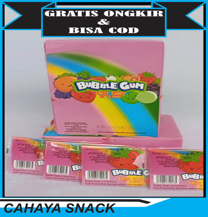PERMEN LUVMI BUBBLE GUM ISI 30 PCS / PERMEN KARETANEKA RASA MIX FRUITS ...