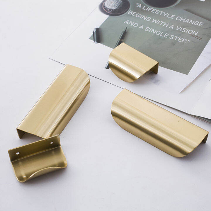 MONOI Modern minimalist solid brass cabinet curved lip pull kitchen ...