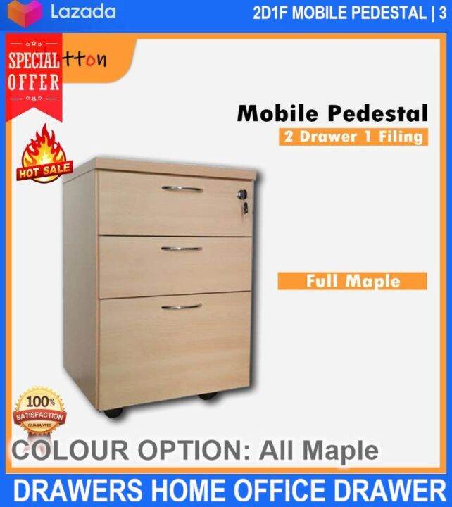 2d1f Mobile Pedestal | 3 Drawers | Home Office Drawer Cabinet With Lock ...
