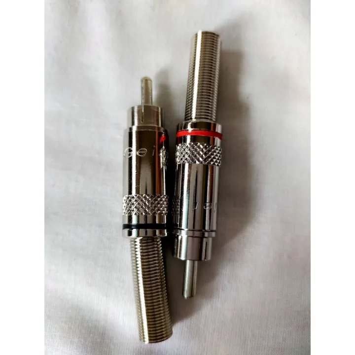 2pcs Silver Plated Male RCA Plugs AV Plug Accessories Black and Red ...