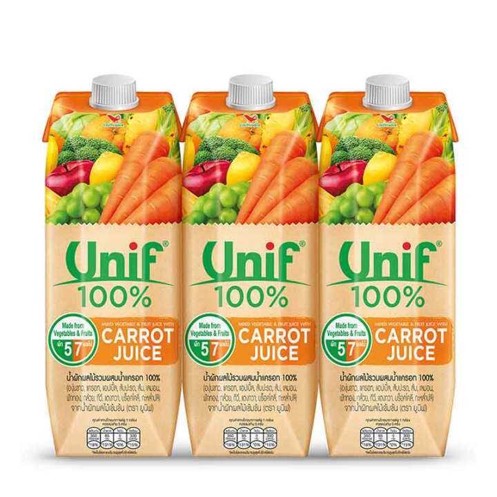 Unif 100% Carrot Mixed 1000 ml x 3. ยูนิฟ น้ำแครอทผสมผลไม้ 100% 1000 มล. X 3 กล่อง | Lazada.co.th