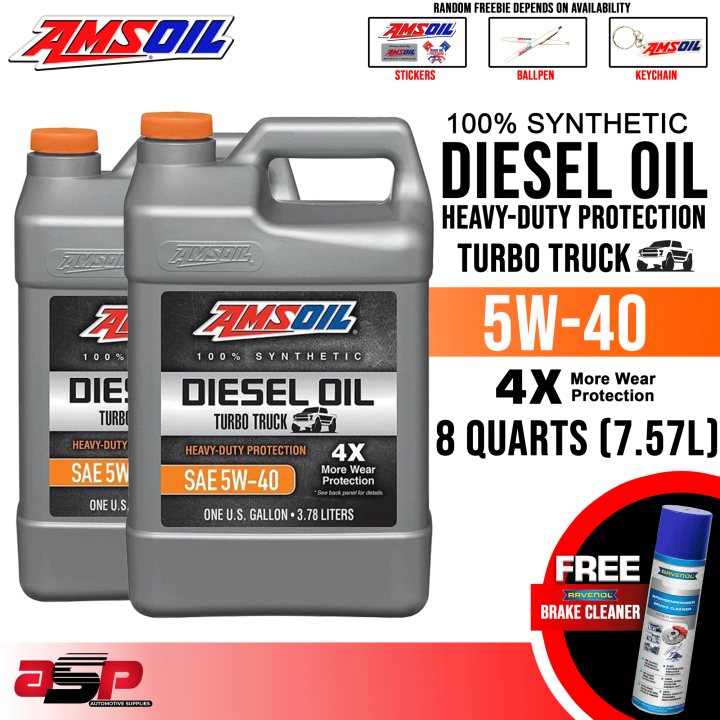 AMSOIL 5W-40 Heavy-Duty Turbo Truck 100% Synthetic Diesel Oil 8 Quarts ...