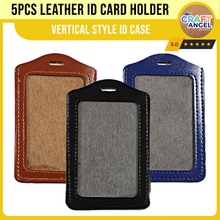 5pcs Leather ID Card Holder Vertical Style ID Case Student/Office ID ...