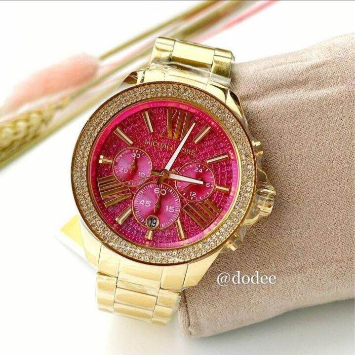 Original Michael Kors Wren Fuchsia Crystal Pave Women’s Gold-Tone ...