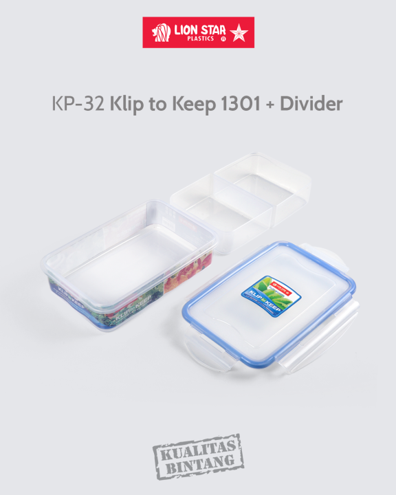 KP-32 Klip To Keep 1301 Divider 950 Ml/Tempat Makanan Serbaguna Lion ...
