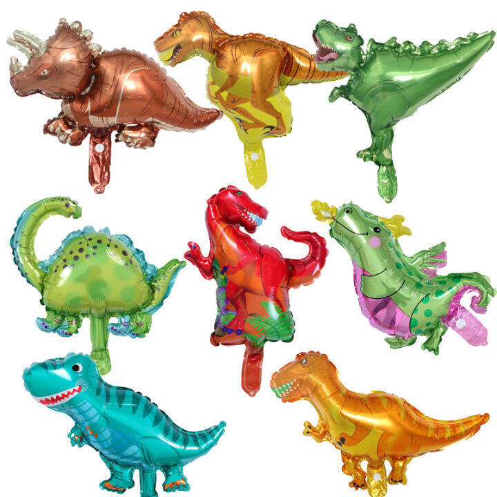 Mini Dinosaur Foil Balloon Set T-rex Aluminum Inflatable Foil Balloons Lot For Kids Dino ...