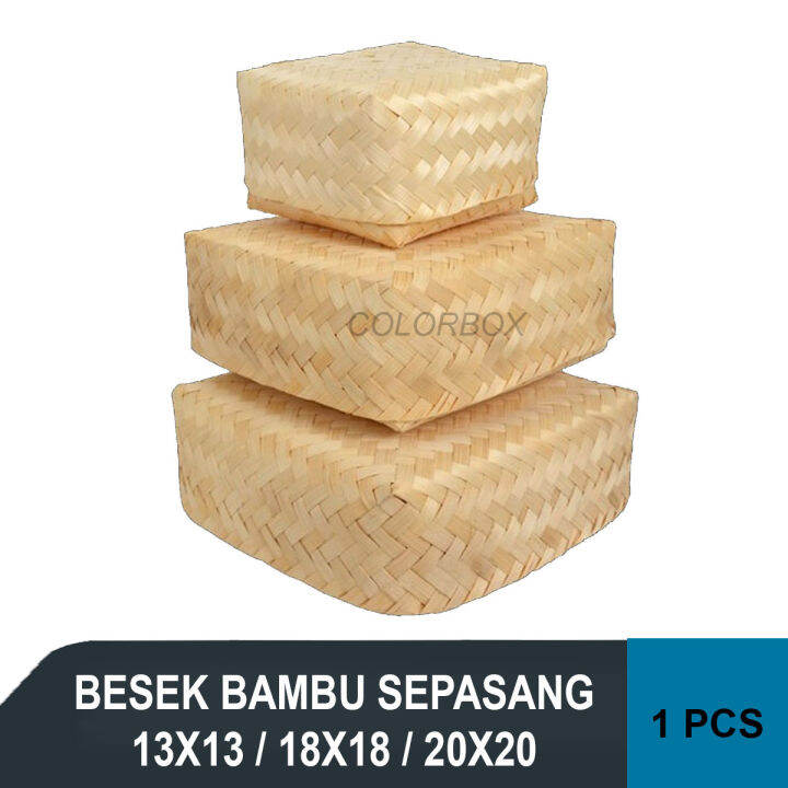 MR Sepasang Besek Bambu 13x13 18x18 20x20 Natural Besek Nasi Tempat ...