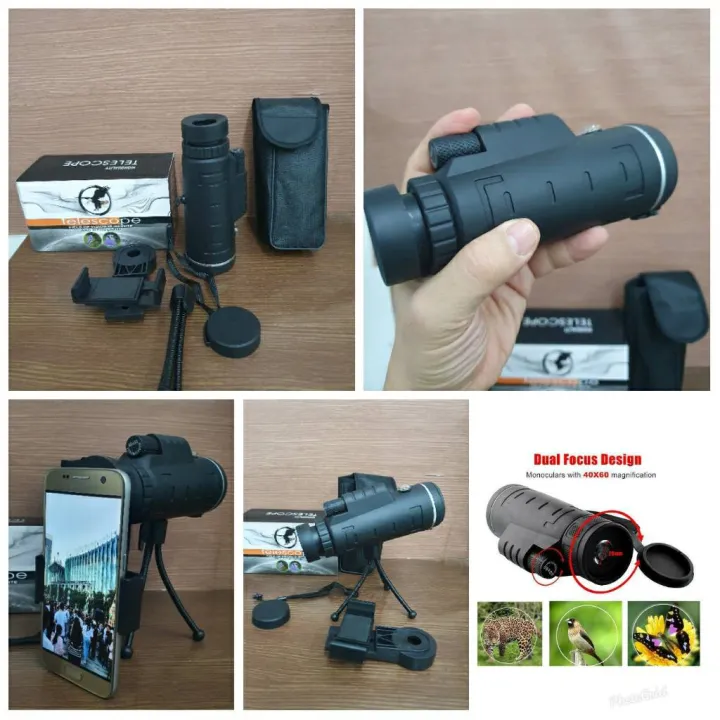 กล้องส่องทางไกลตาเดียว กล้องส่องนก Monocular 40x60 mm 1500m/9500m กำลังขยาย 40 เท่า พร้อมขาล๊อค ...