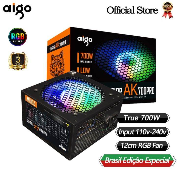 4 Aigo AK 500W 600W 700W PC PSU Power Supply Unit Gaming Quiet 120Mm ...