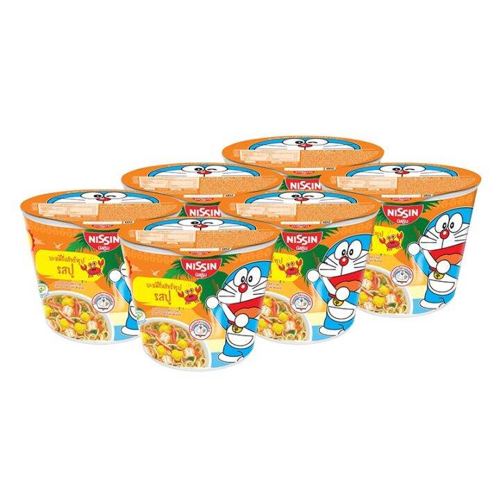 HOT🔥NISSIN Mini Cup Instant Noodle Doraemon Crab Flavour 40g x 6 Cups | Lazada.co.th