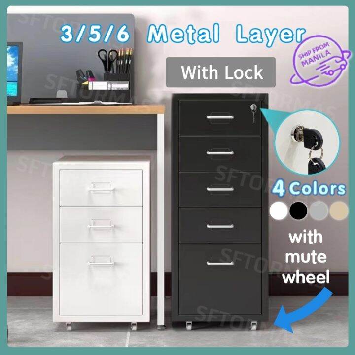 Lockable 3/5/6 Layer Drawer File Cabinet With Wheel Locker | Lazada PH