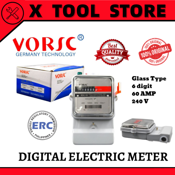 VORSC Electric Submeter Digital 60Amp Glass Watt Meter 1 Phase | Lazada PH