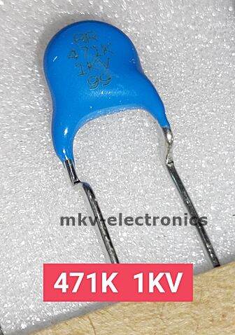 (10ตัว) 471K , 471 , 470PF , 1KV 1,000V Ceramic Capacitor ยี่ห้อMURATA ...