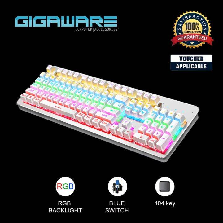 【Free Keycaps】Leaven K880 Keyboard Mechanical Gaming RGB Backlit 104 Keys Rainbow PC Wired ...