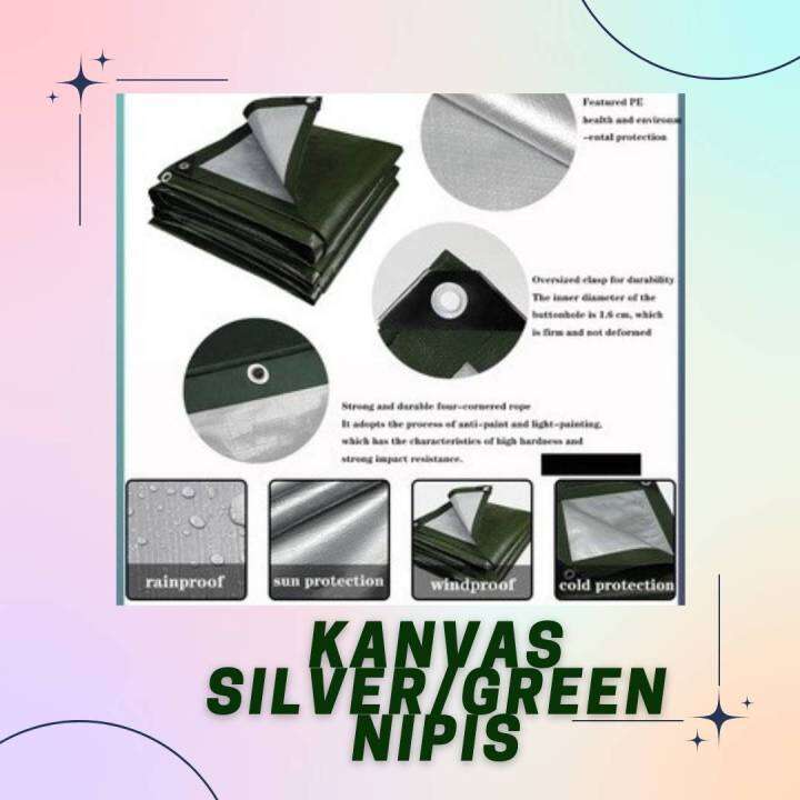 KANVAS PE PELAPIK PELBAGAI GUNA WARNA SILVER/GREEN JENIS NIPIS | Lazada
