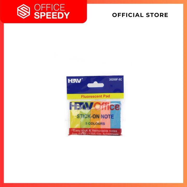 HBWOffice Stick-On Note Fluorescent Pad 5's | Lazada PH