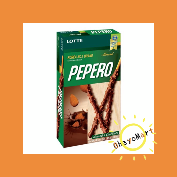 Pepero Almond / Biskuit Stik Berlapis Coklat Almond/ Snack ringan 32g ...