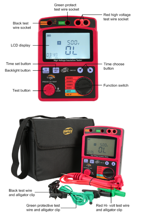 GM3125 Digital Insulation Resistance Tester Meter Megohmmeter 5000V ...