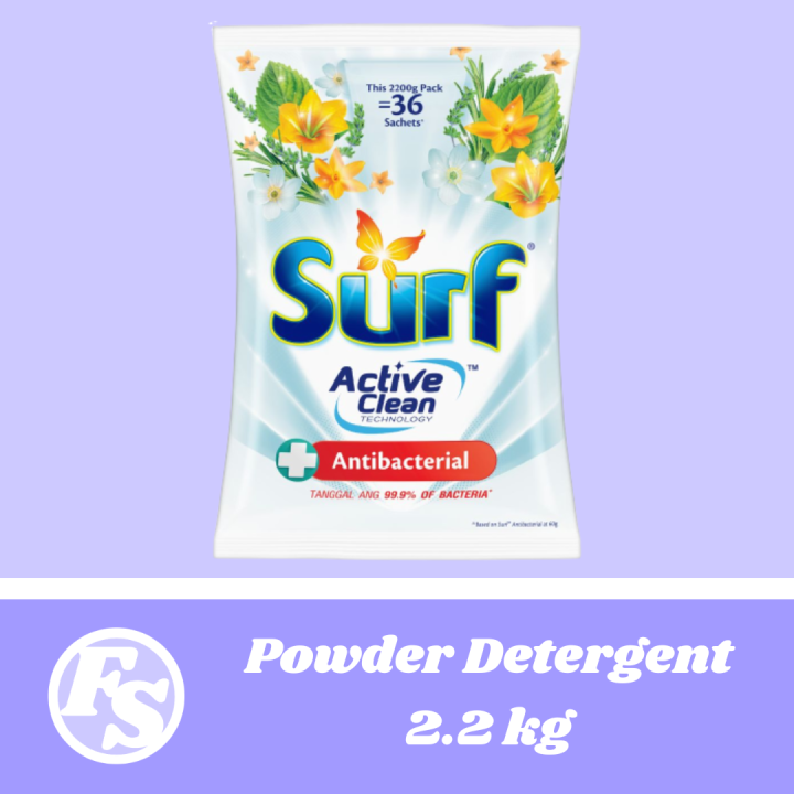 Surf Active Clean Anti-Bacterial Powder Detergent 2.2kg | Lazada PH