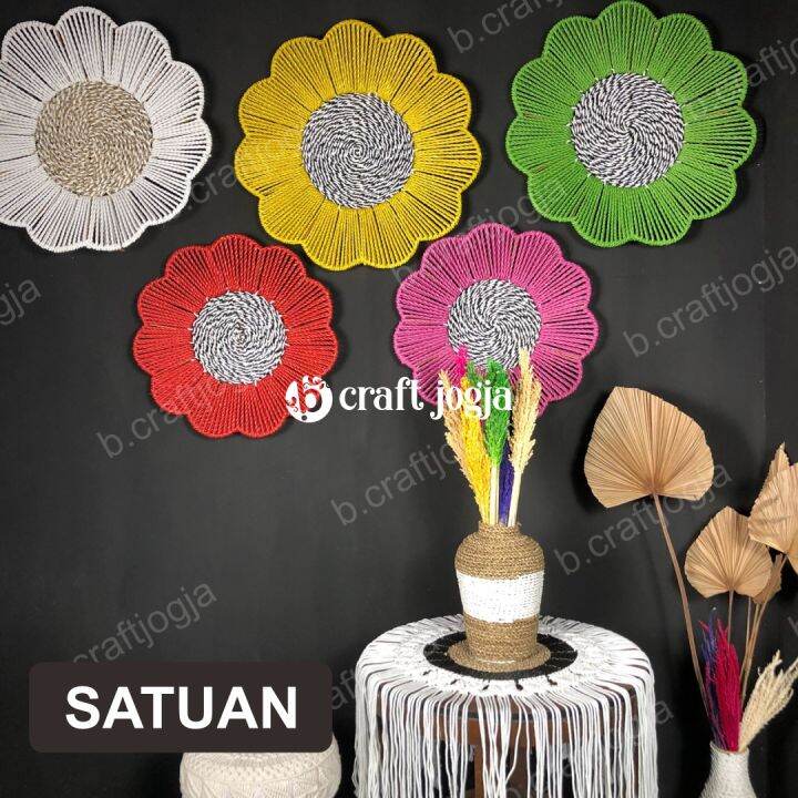 Walldecor Hiasan Dinding Seagrass Bunga Satuan kerangka Besi Kerajinan ...