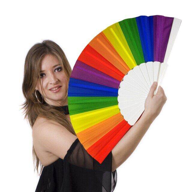 Rainbow Fans Large Rave Clack Folding Hand Fan Hand Fans For Birthday ...